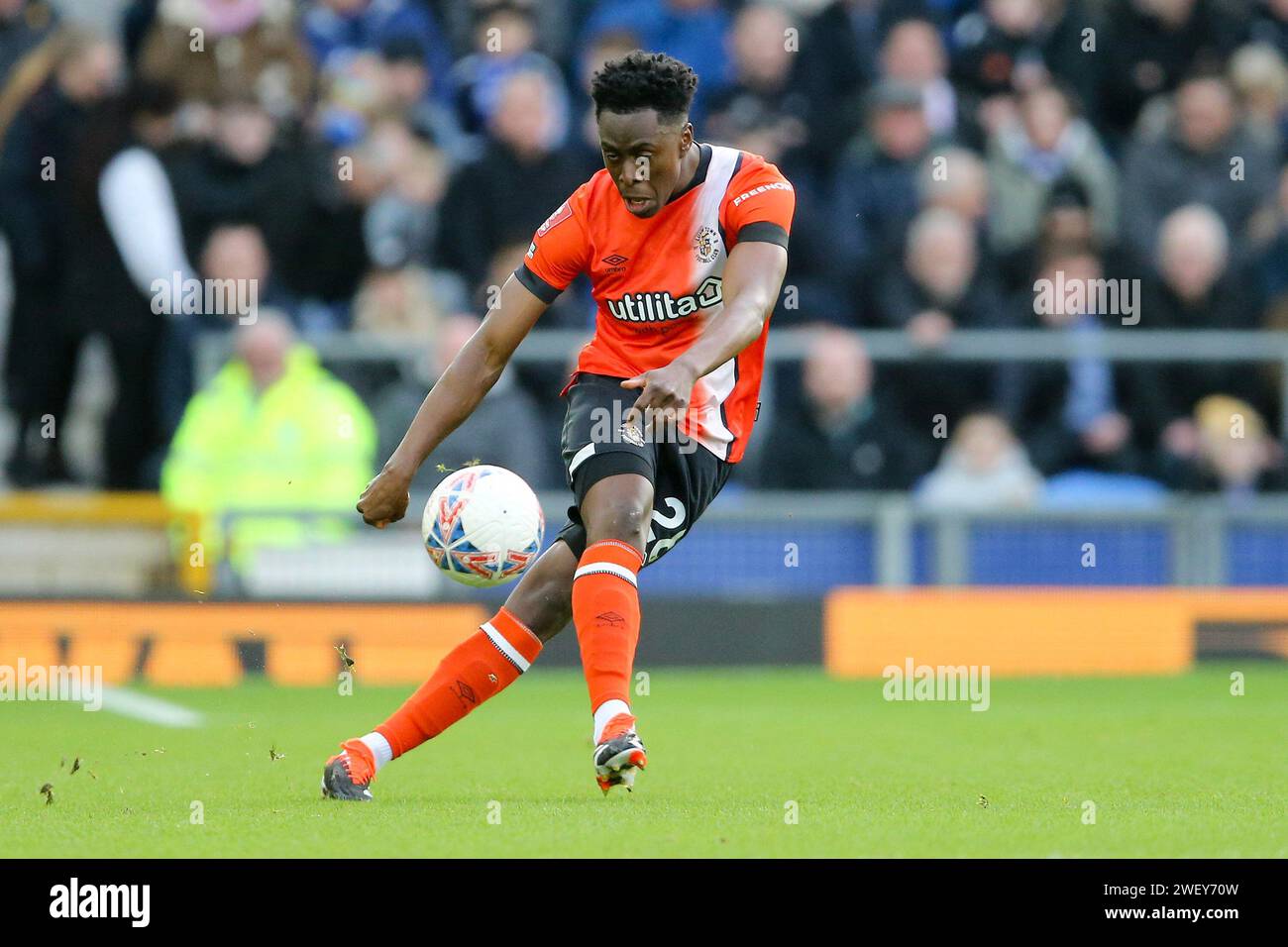 Liverpool, UK. 27th Jan, 2024. Albert Sambi Lokonga of Luton Town ...