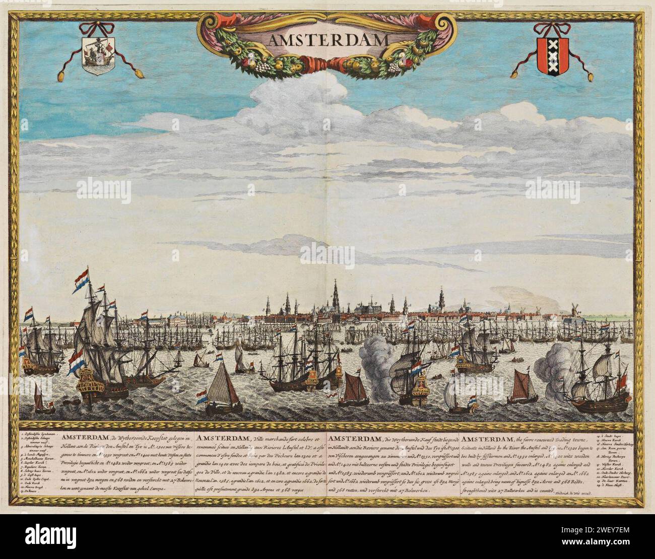 Amsterdam vanaf het IJ Panorama 1699 Frederik de Wit Stock Photo - Alamy