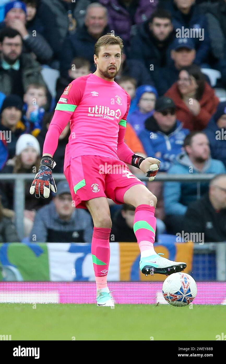 Liverpool, UK. 27th Jan, 2024. Tim Krul the goalkeeper of Luton Town ...