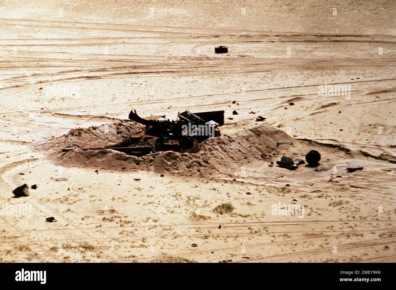 An Iraqi T-72 main battle tank destroyed in southern Iraq during ...