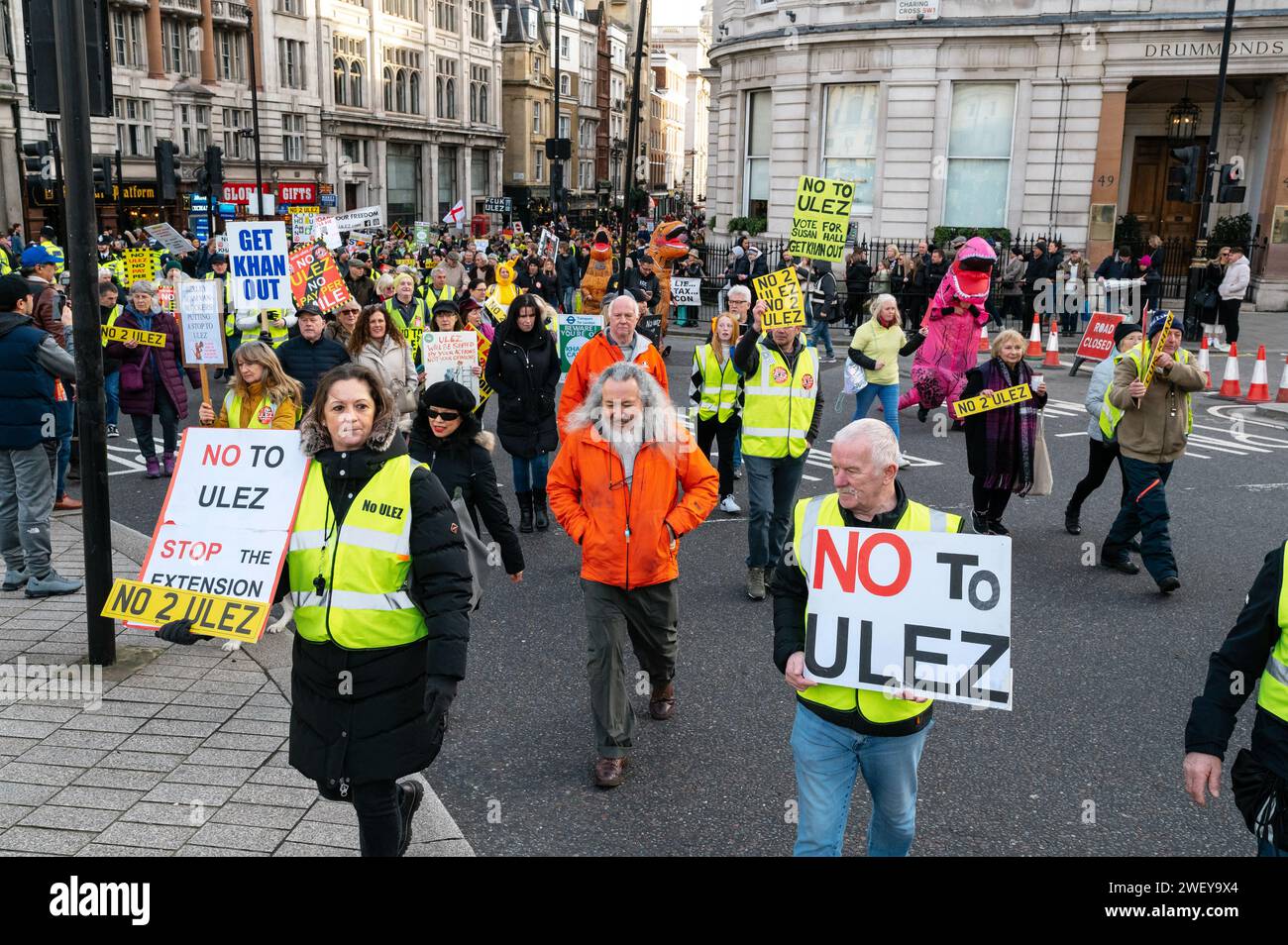 London, UK. 27 January 2024. Protest against the extension of the Ultra ...