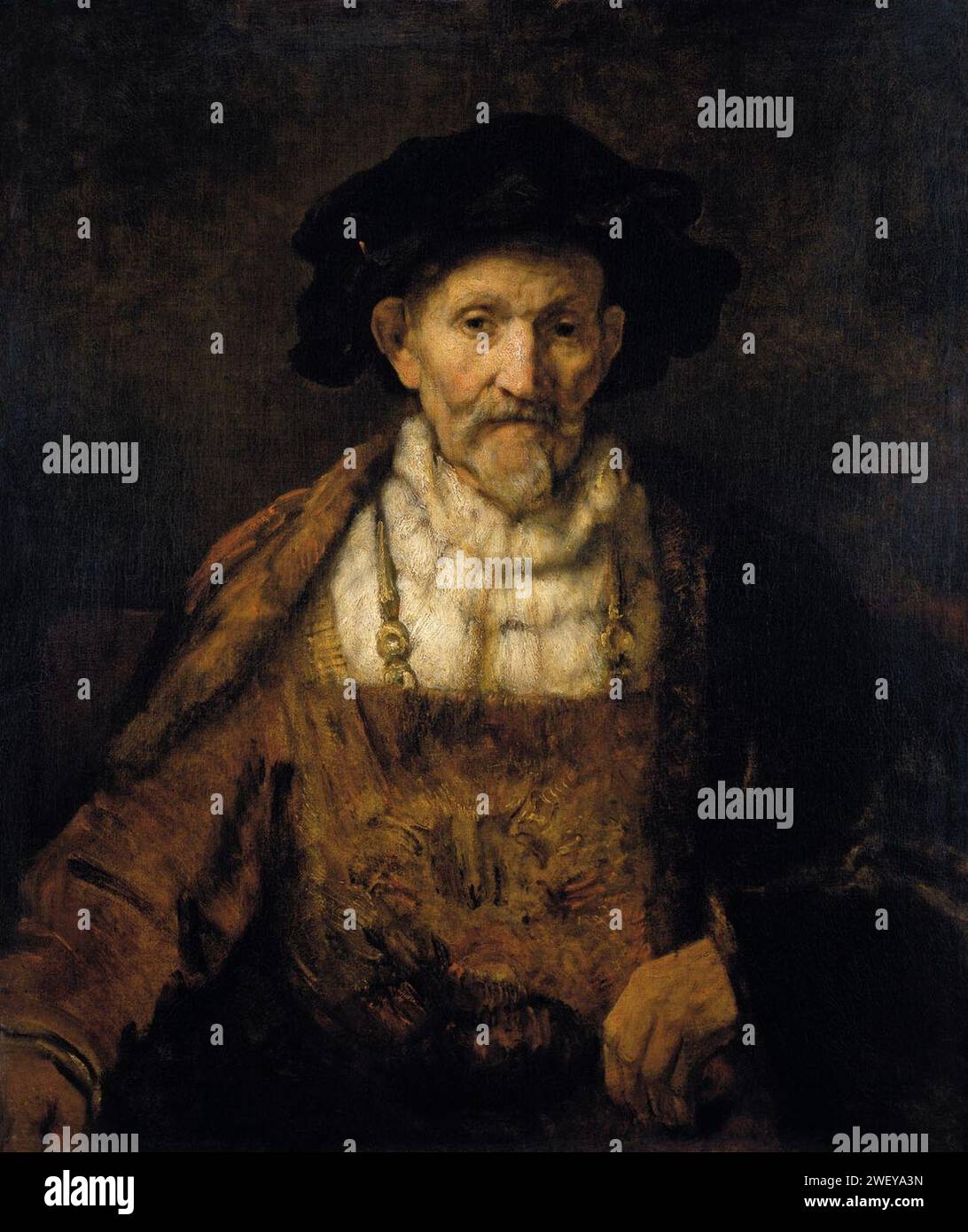 An Old Man in Fanciful Costume, Rembrandt van Rijn, 1651 Stock Photo ...