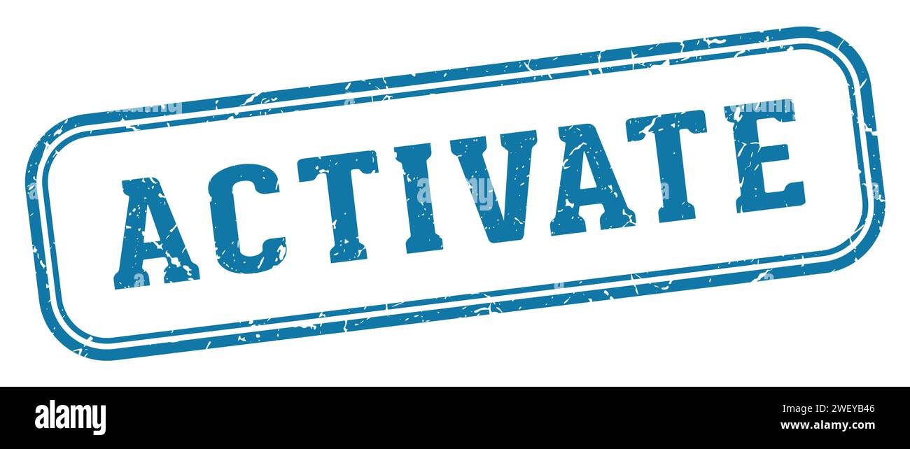 activate stamp. activate rectangular stamp isolated on white background ...