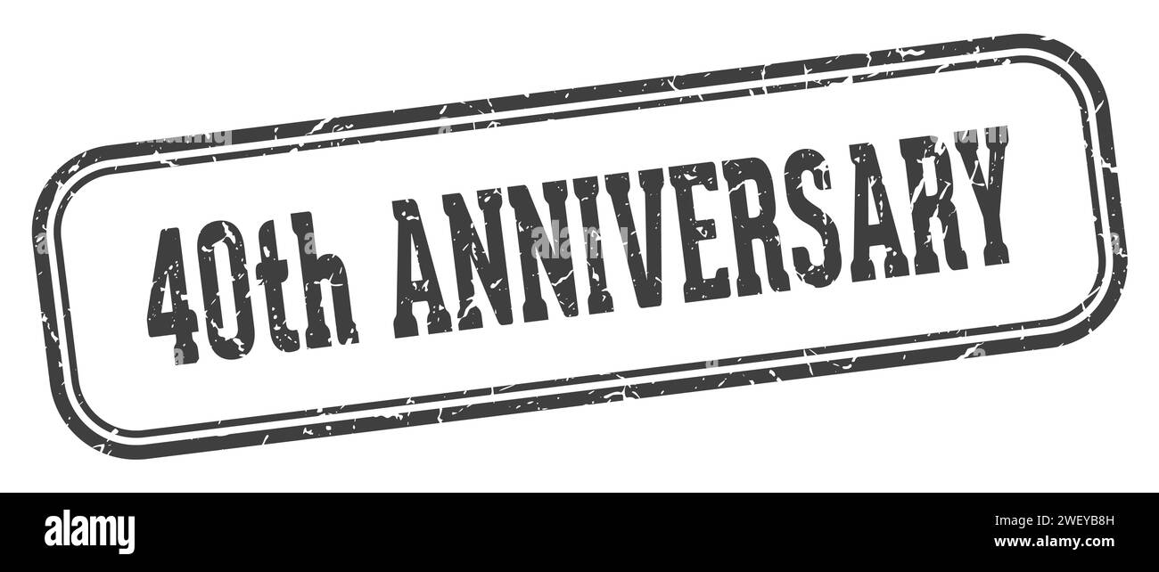 40th anniversary stamp. 40th anniversary rectangular stamp isolated on ...