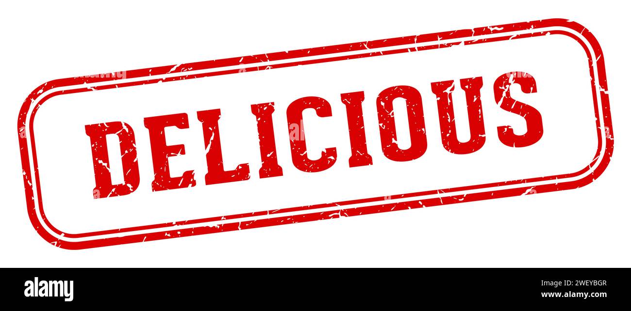 delicious stamp. delicious rectangular stamp isolated on white ...