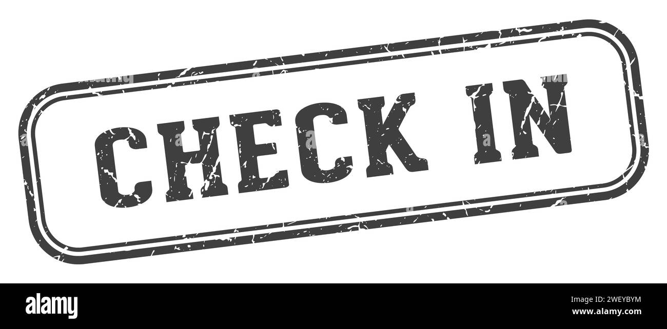 check in stamp. check in rectangular stamp isolated on white background ...