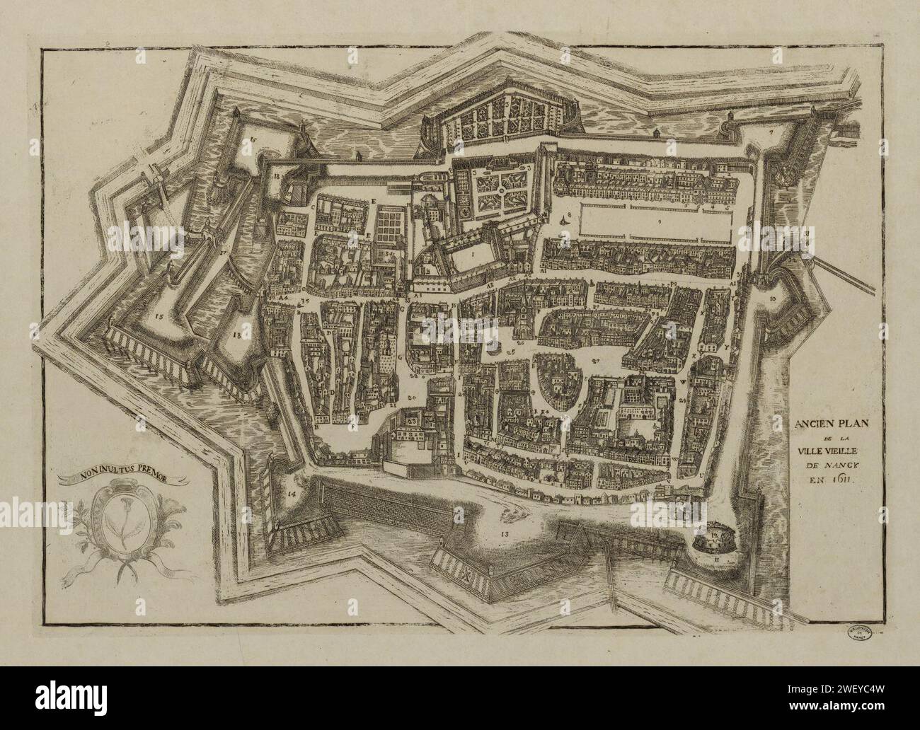 Ancien plan de la ville vieille de Nancy en 1611 M-TS-ES-00001 Stock ...