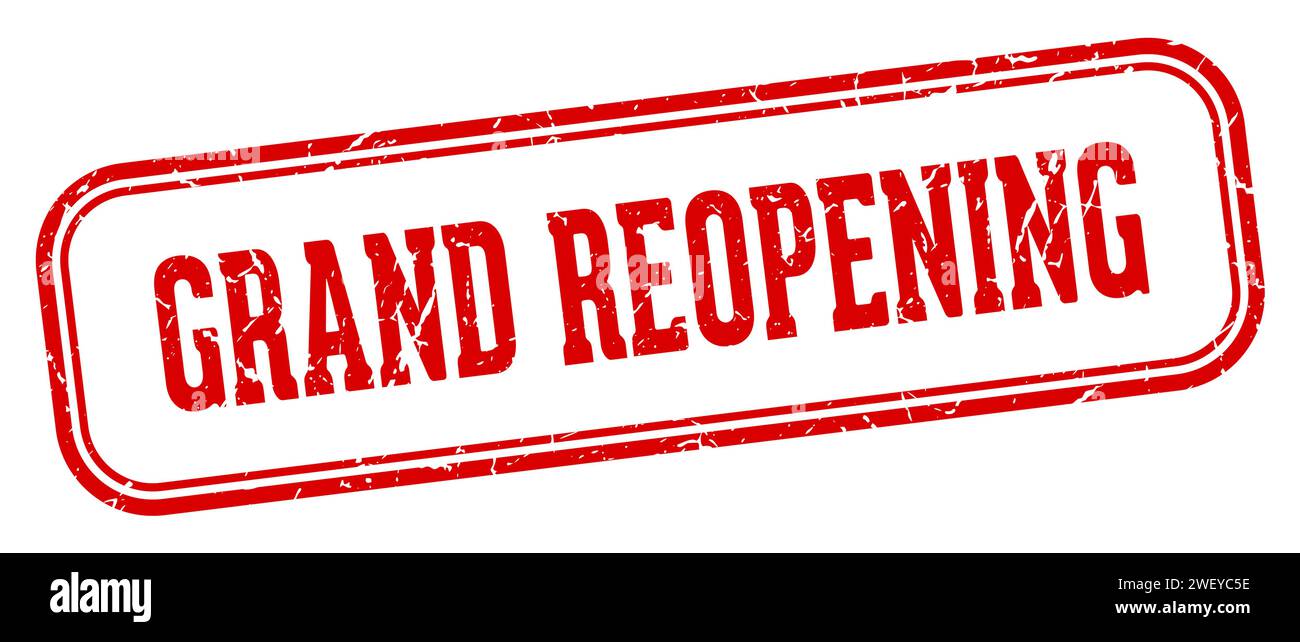 grand reopening stamp. grand reopening rectangular stamp isolated on ...