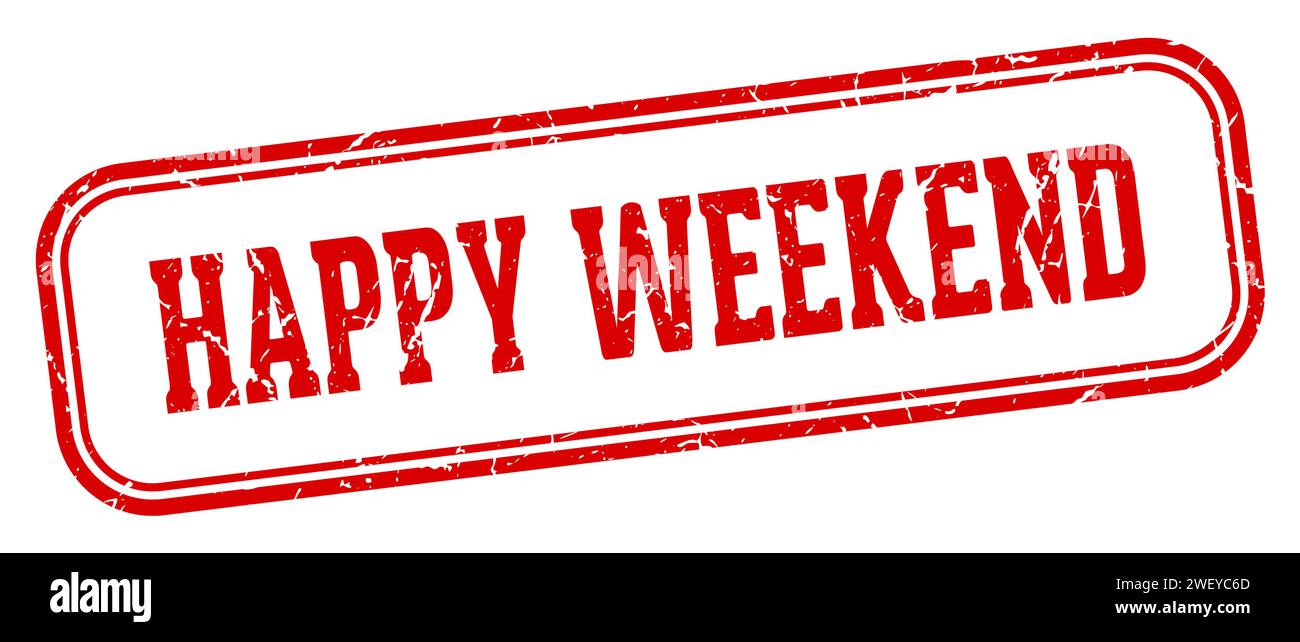 happy weekend stamp. happy weekend rectangular stamp isolated on white ...