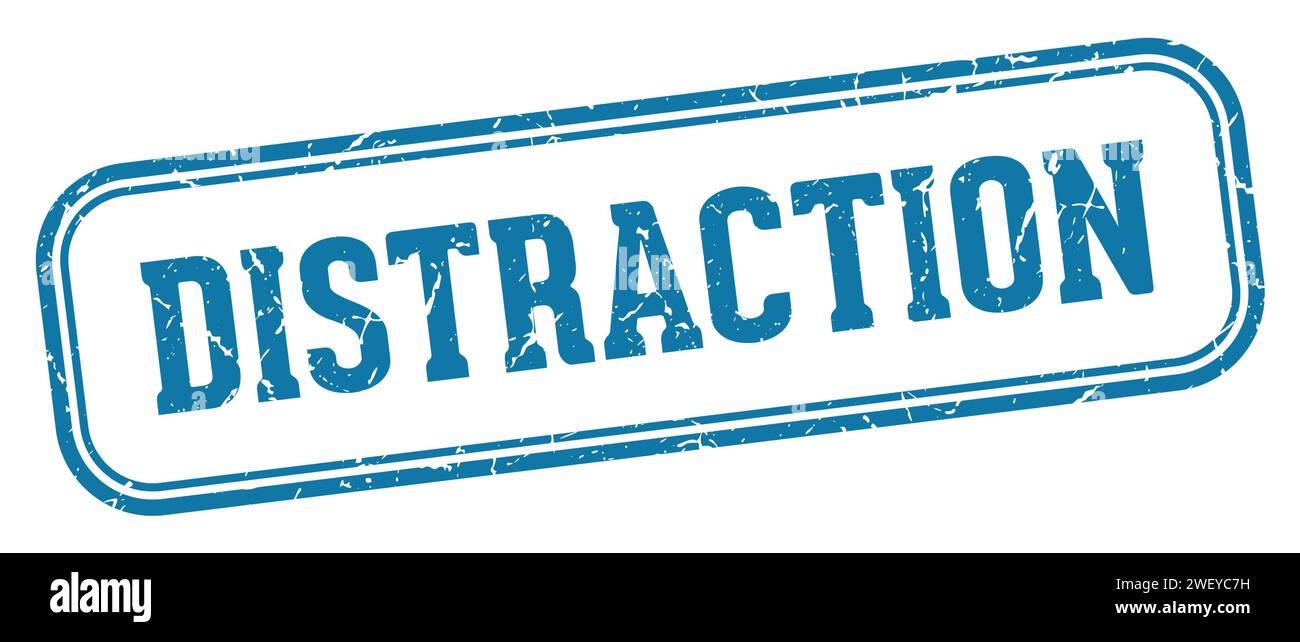 distraction stamp. distraction rectangular stamp isolated on white ...