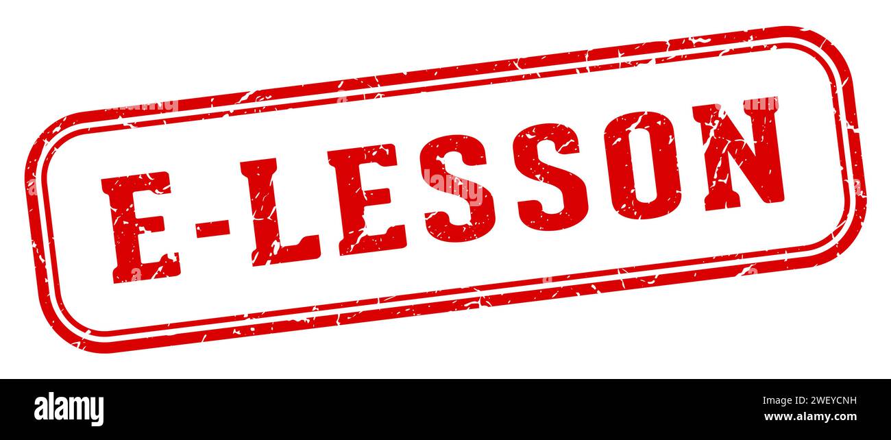 e-lesson stamp. e-lesson rectangular stamp isolated on white background ...