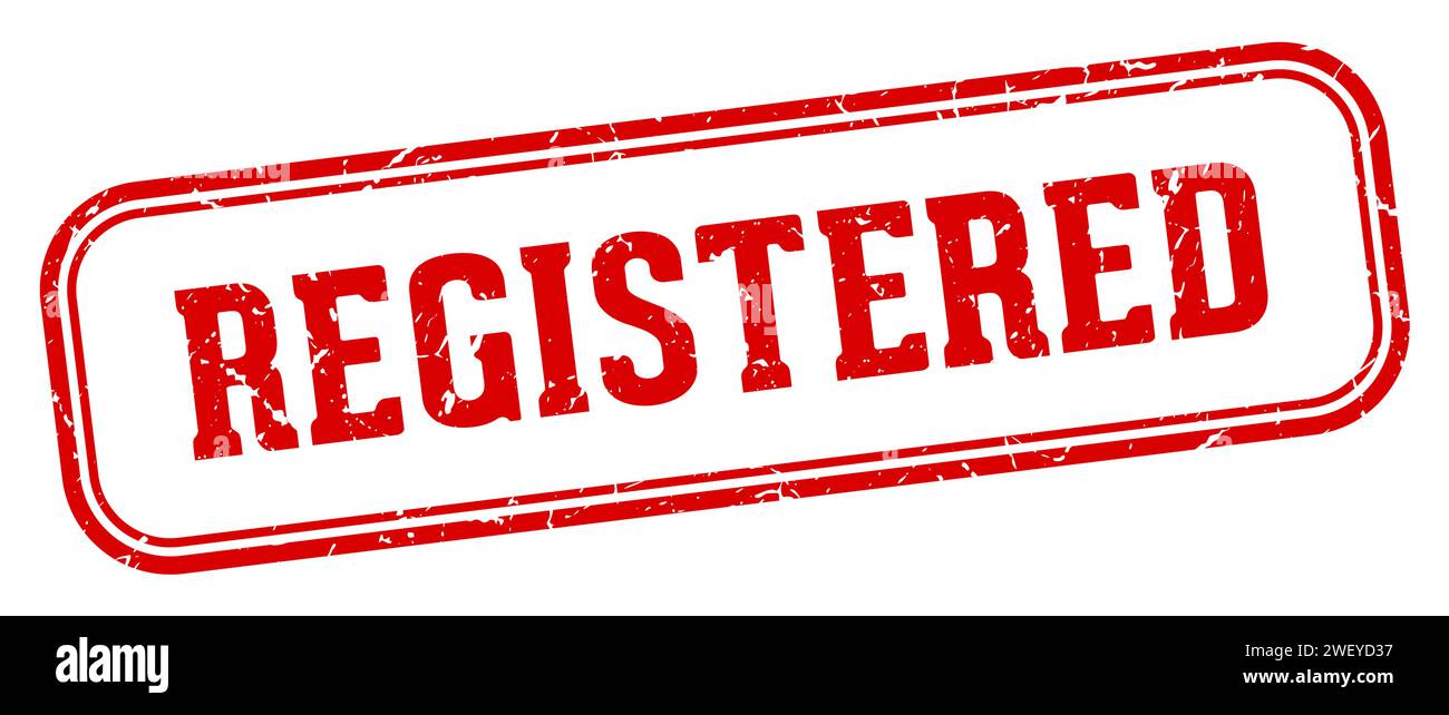 registered stamp. registered rectangular stamp isolated on white ...