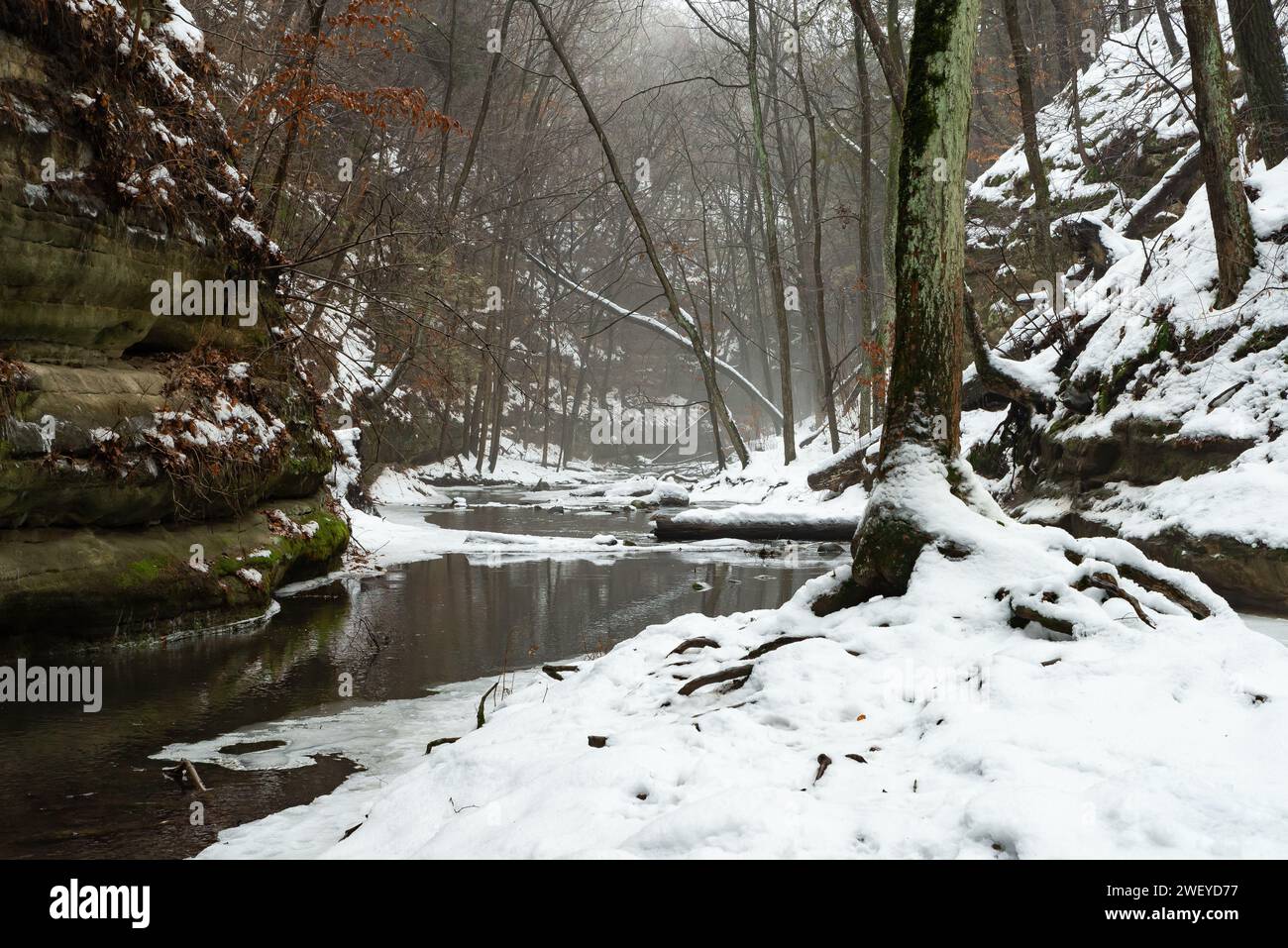Winter landscape in the Upper Dells at Matthiessen State Park, Illinois ...