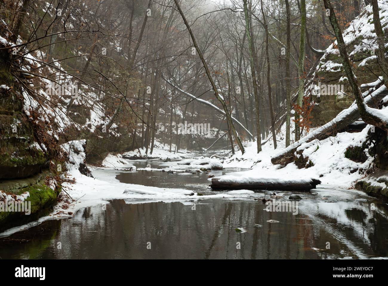 Winter landscape in the Upper Dells at Matthiessen State Park, Illinois ...