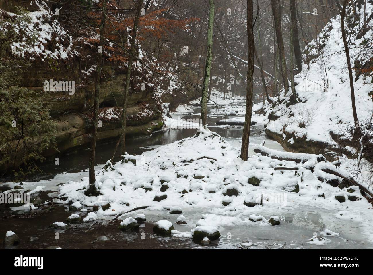 Winter landscape in the Upper Dells at Matthiessen State Park, Illinois ...