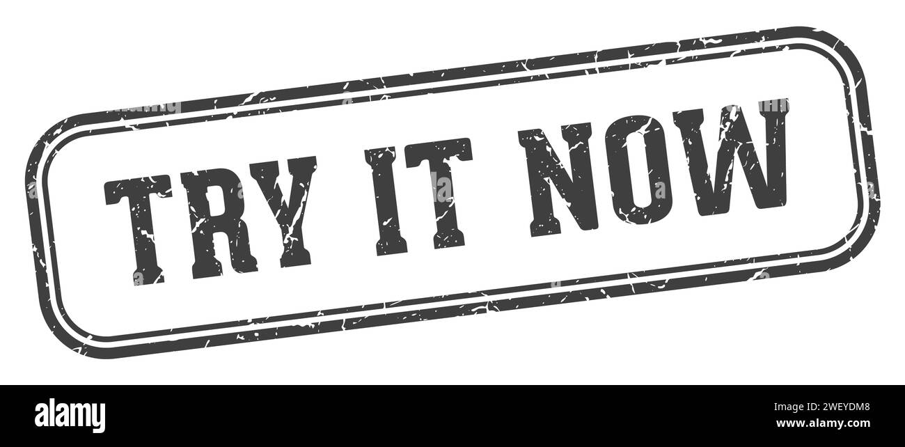 try it now stamp. try it now rectangular stamp isolated on white ...