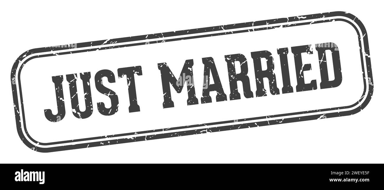 just married stamp. just married rectangular stamp isolated on white ...