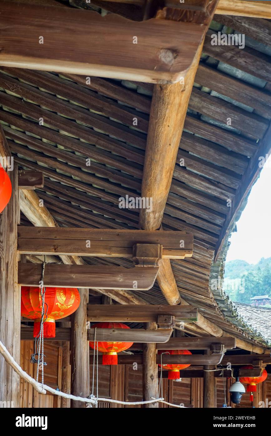 Vernacular Tulou buildings made of rammed earth and timber in Hekeng ...