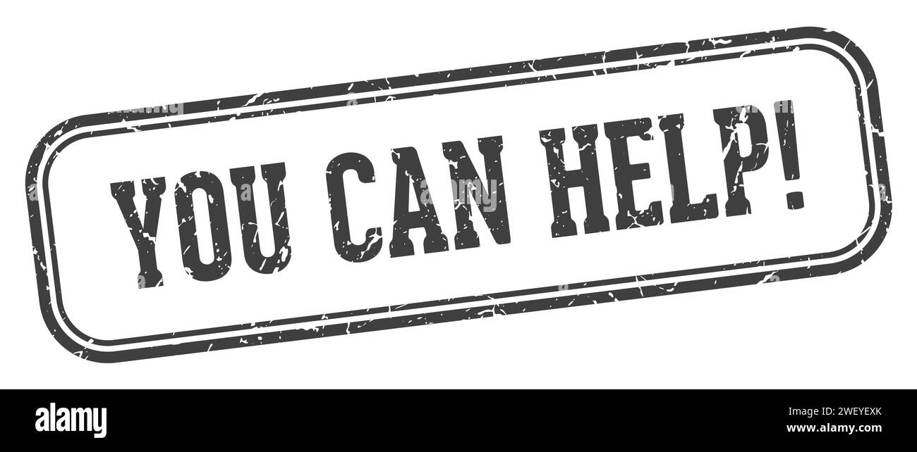 you can help stamp. you can help rectangular stamp isolated on white ...