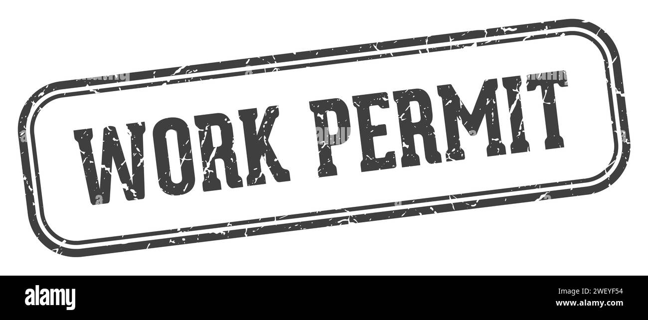 work permit stamp. work permit rectangular stamp isolated on white ...
