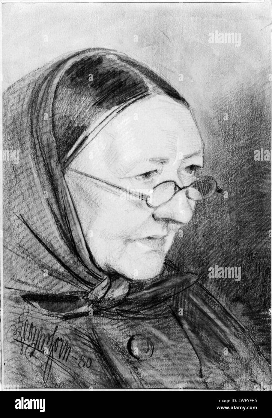 Anders Zorn - Gammal gumma i glasögon och schalett Stock Photo - Alamy