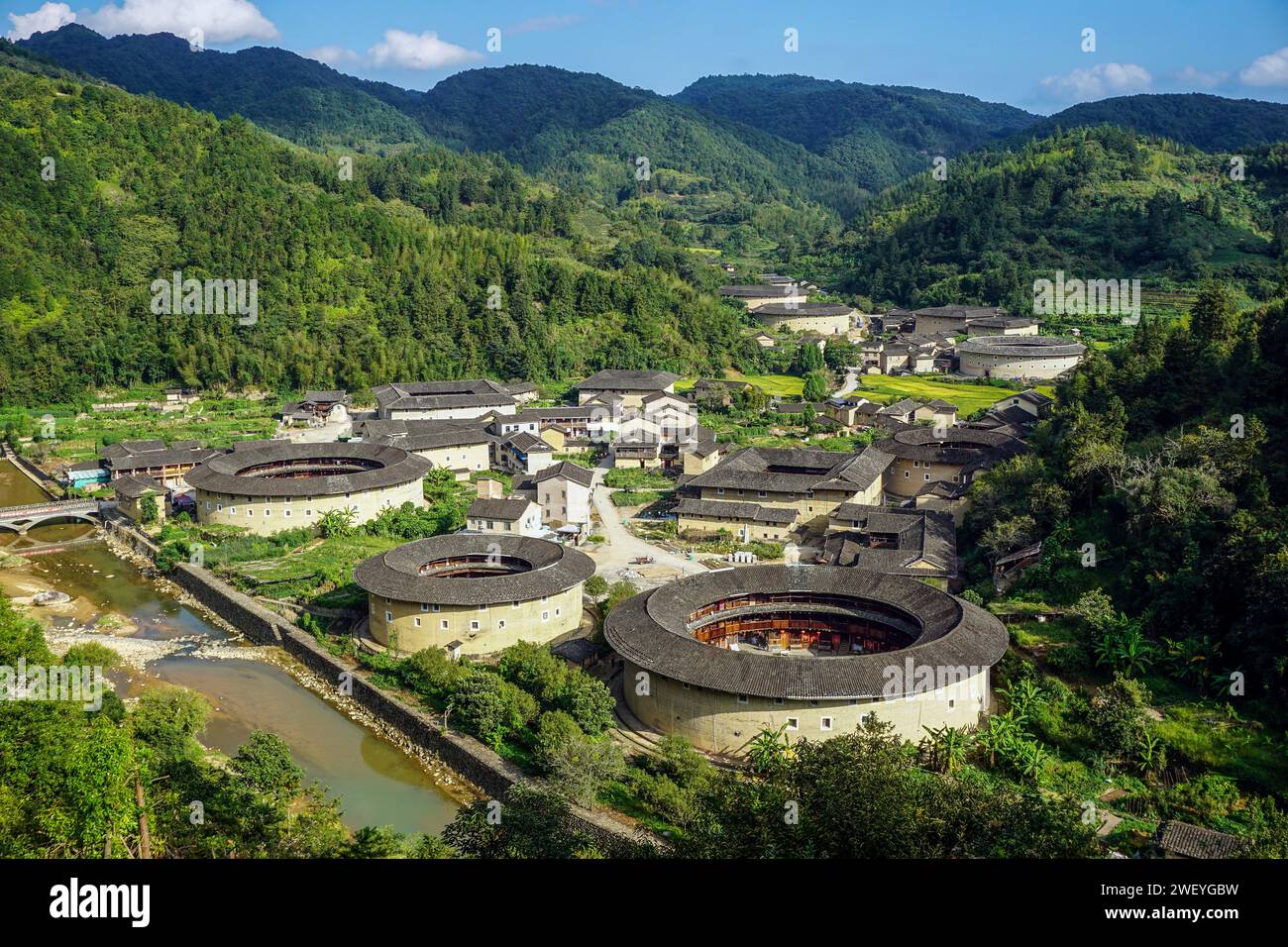 Tulou cluster at Hekeng Village of Shuyang Town, Nanjing County, Fujian ...