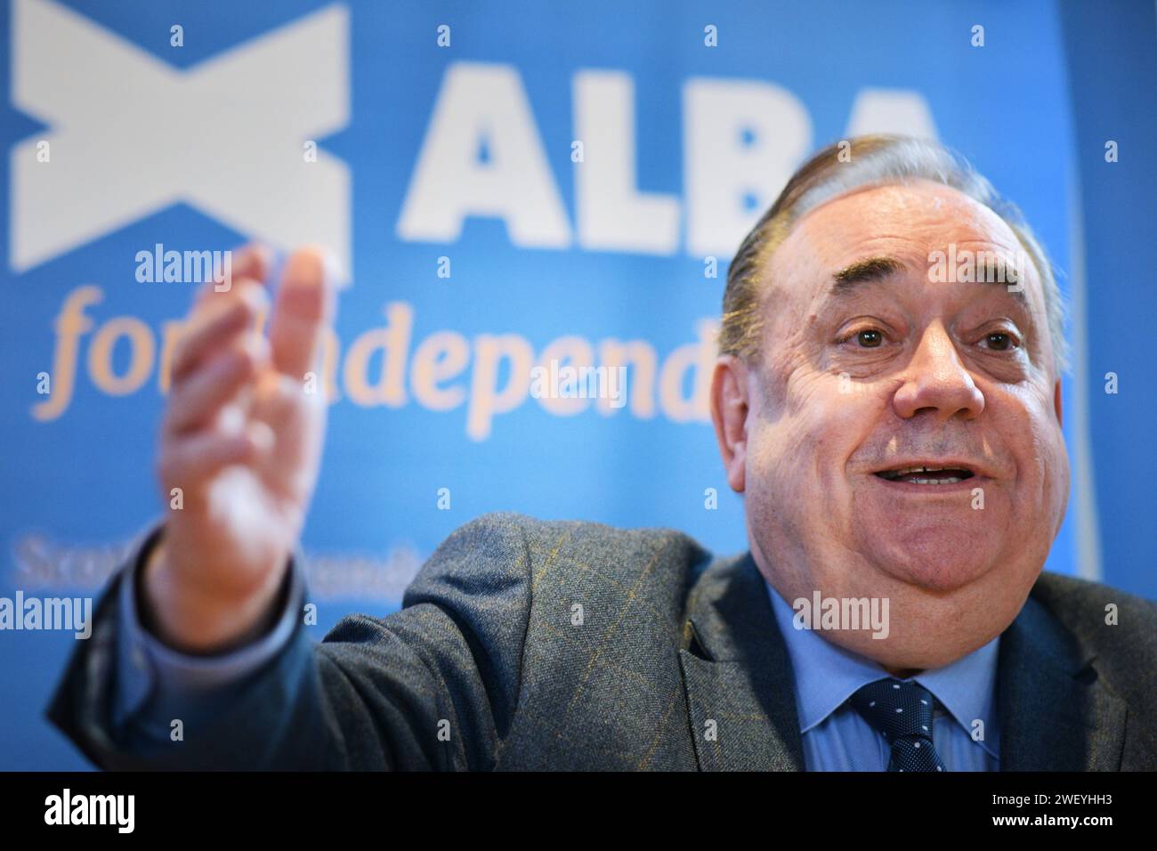 Edinburgh Scotland, UK 27 January 2024. Alex Salmond at the Charteris ...