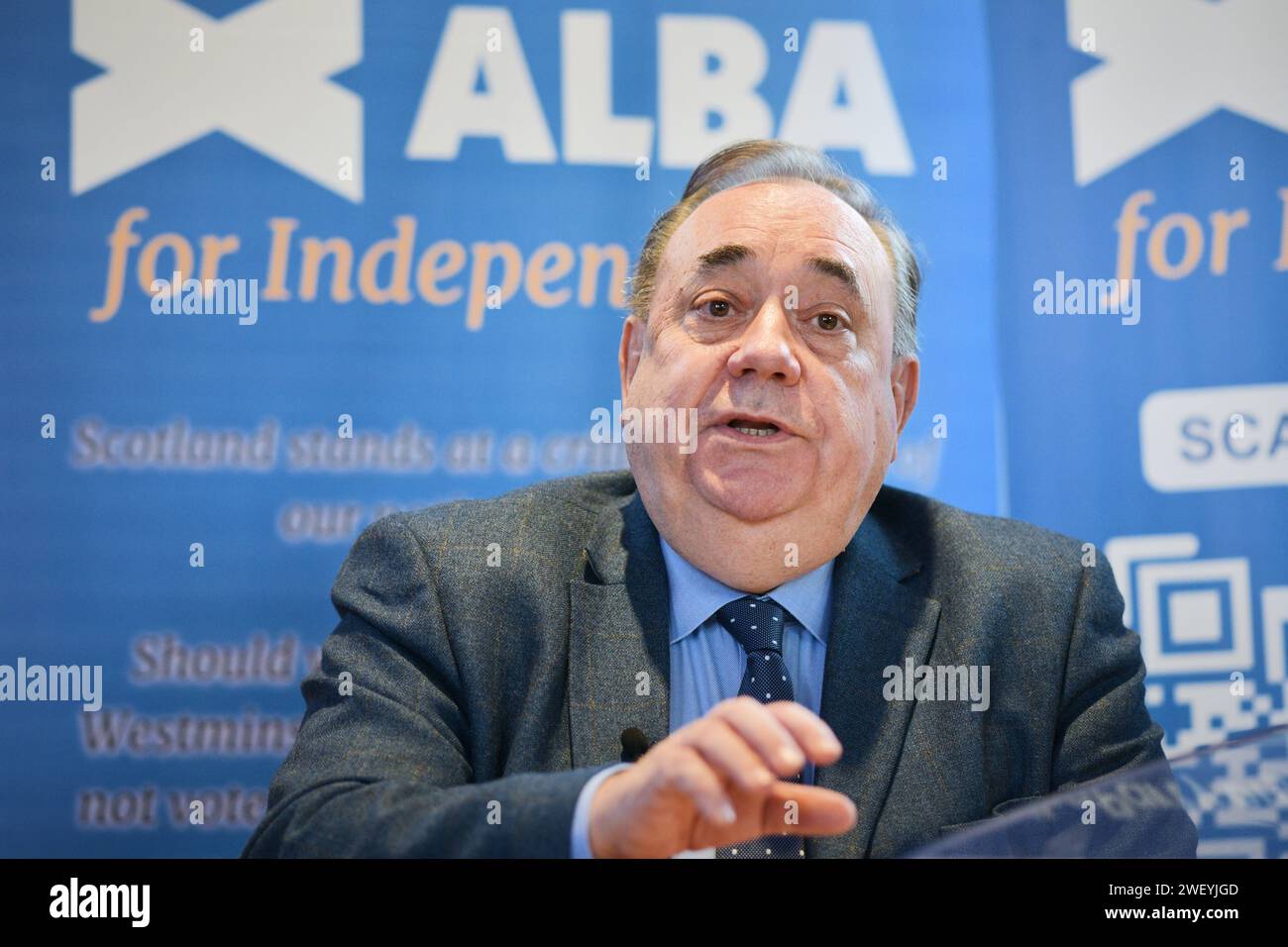 Edinburgh Scotland, UK 27 January 2024. Alex Salmond at the Charteris ...