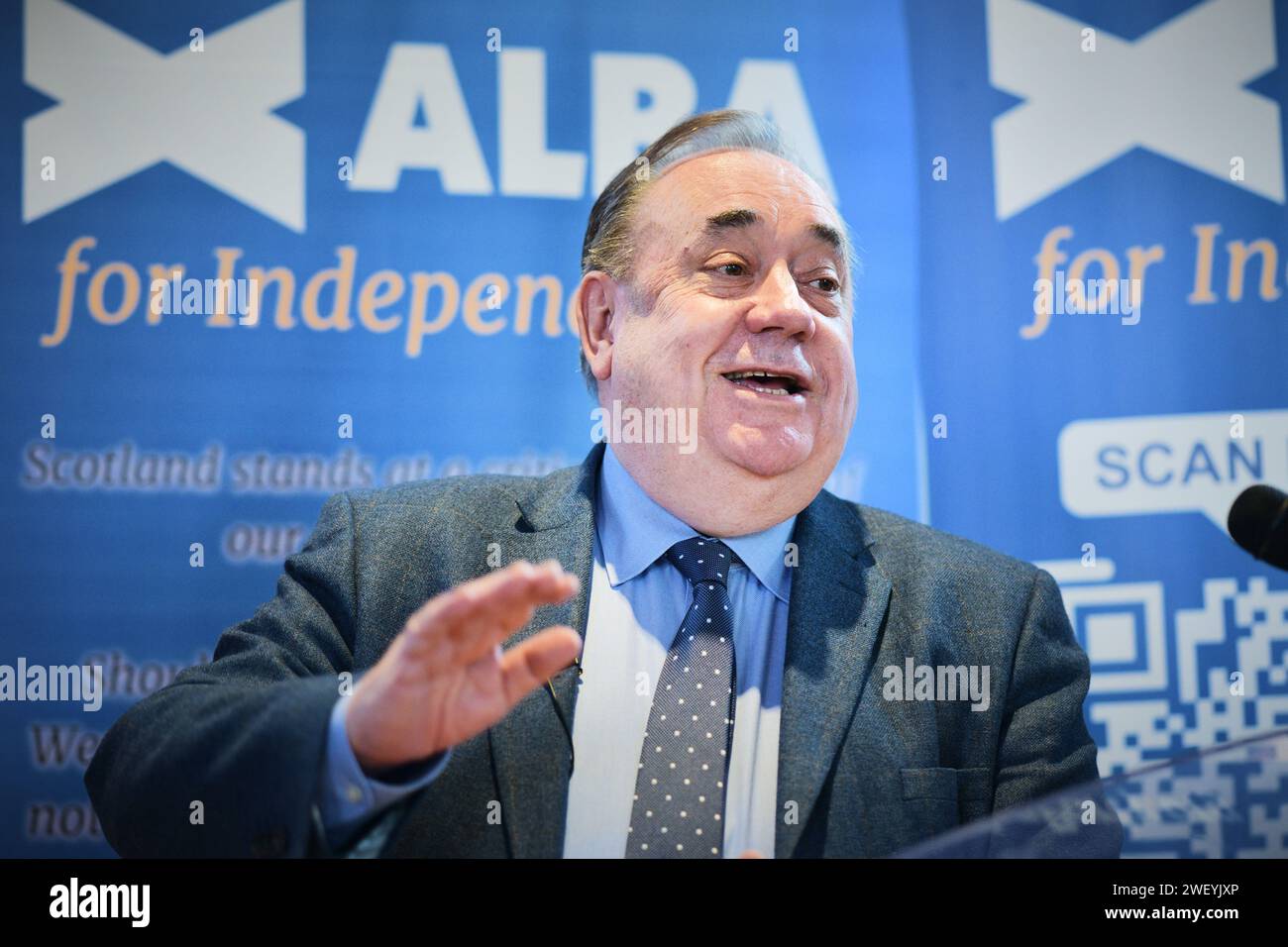 Edinburgh Scotland, UK 27 January 2024. Alex Salmond at the Charteris ...