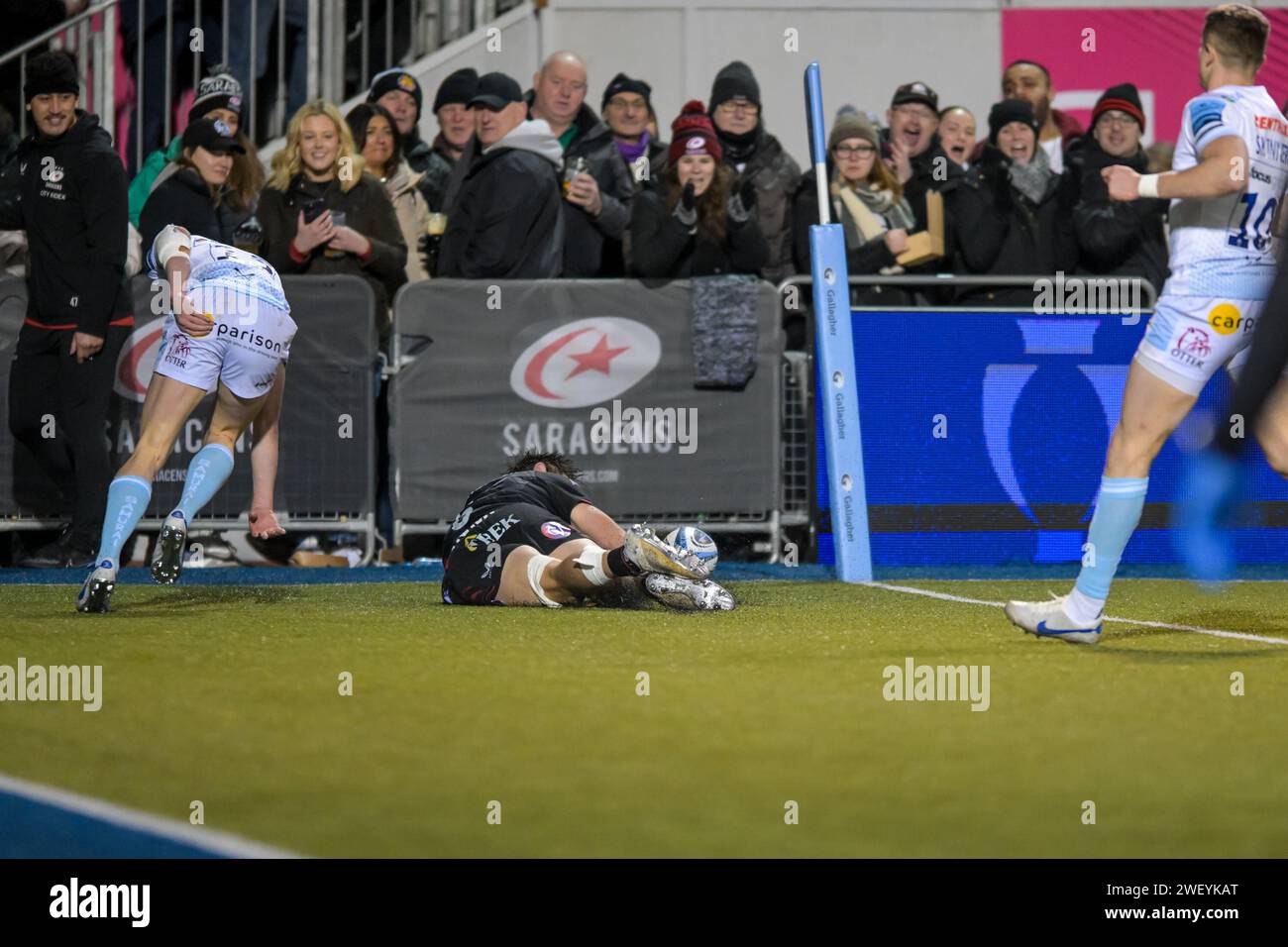 during the Gallagher Premiership Rugby match between Saracens and ...
