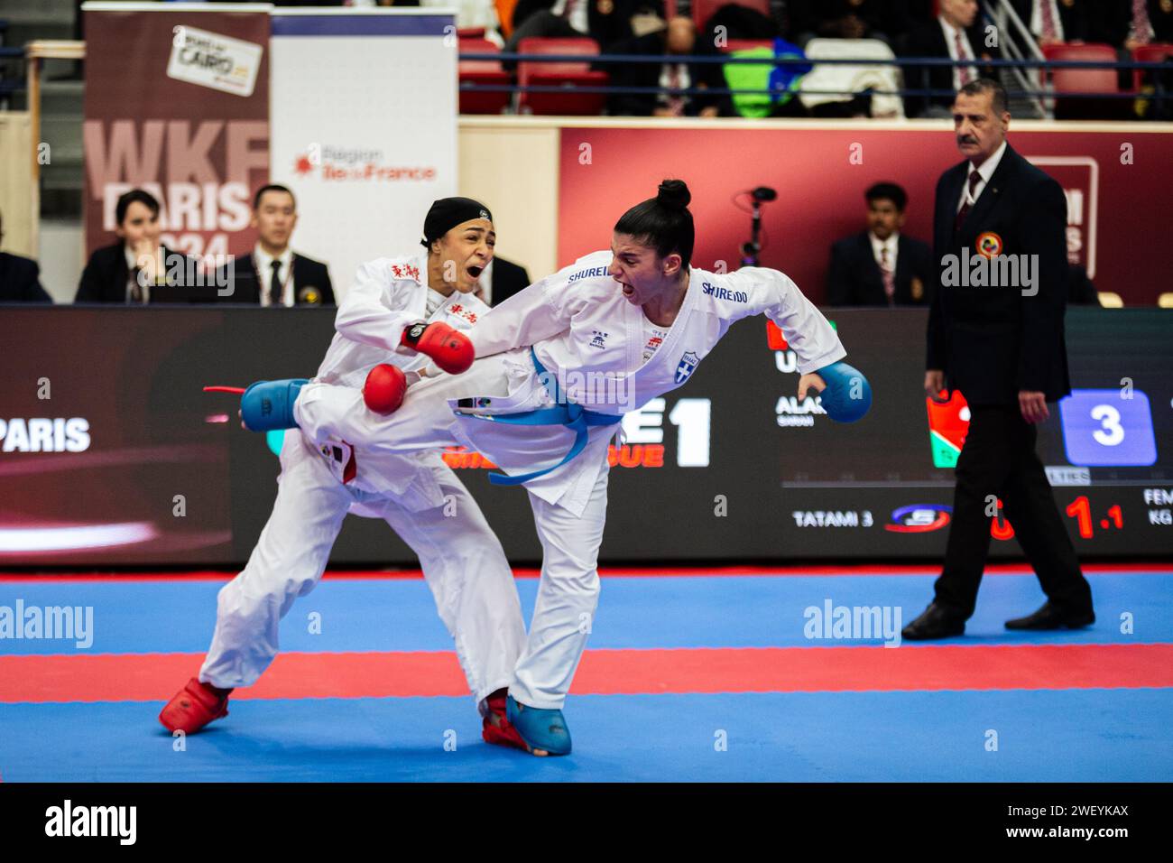 Paris, France. 26th Jan, 2024. Sarah Alameri (Red) from, United Arab ...