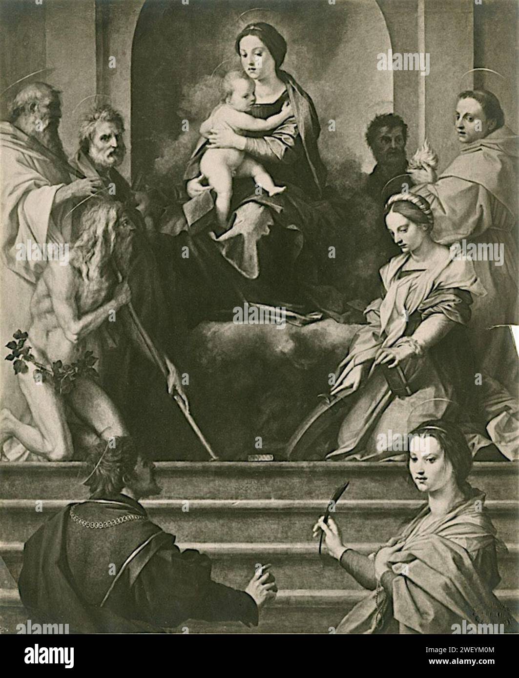 Andrea del Sarto - Madonna and Child Enthroned with Saints - 1528 Stock ...