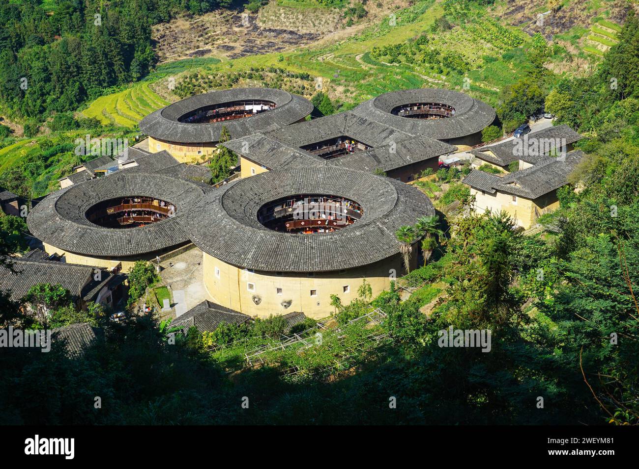 Famous Tulou cluster at Tianluokeng Village of Shuyang Town, Nanjing ...