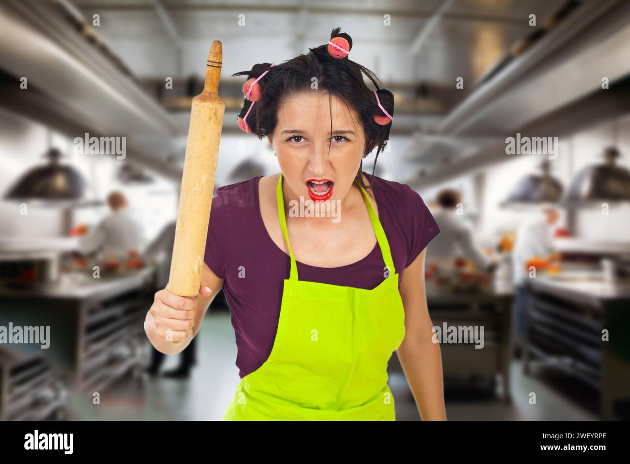 A nervous woman expresses intense emotion, yelling and gesticulating ...