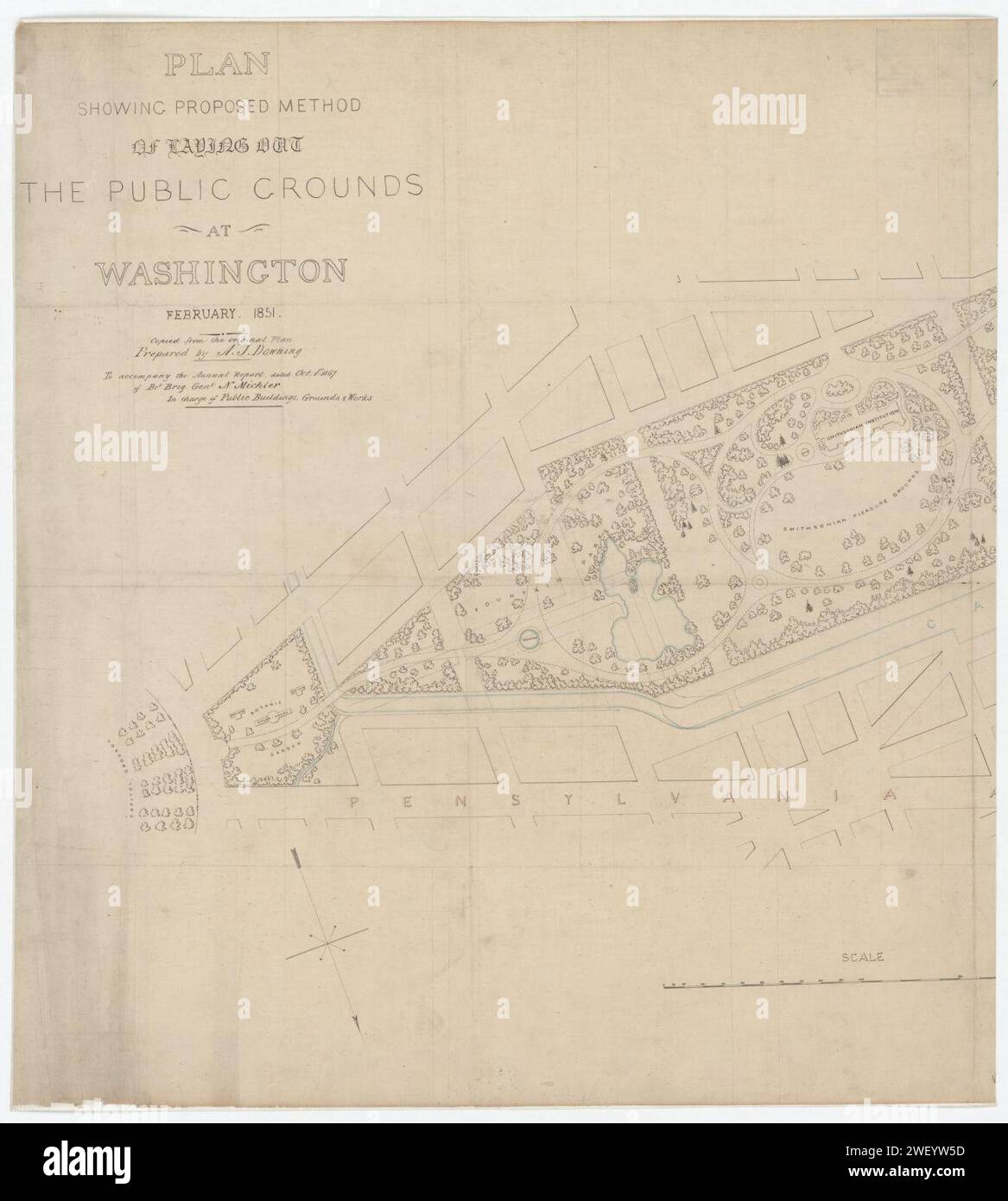 Andrew Jackson Downing's Plan for the National Mall Stock Photo - Alamy