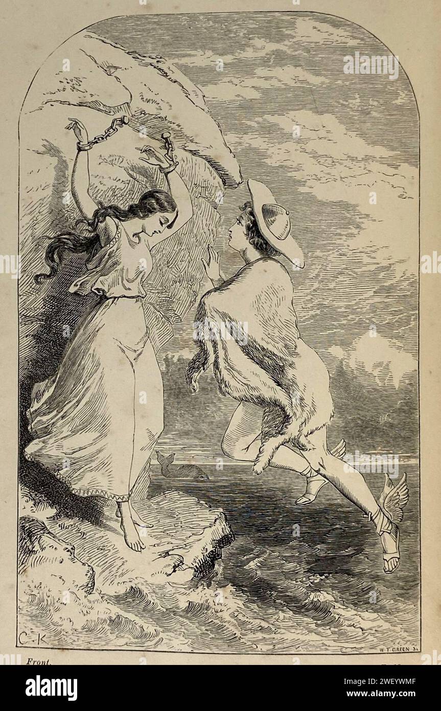 Andromeda image in Charles Kingsley's Greek Fairy Tales, 1856 Stock ...