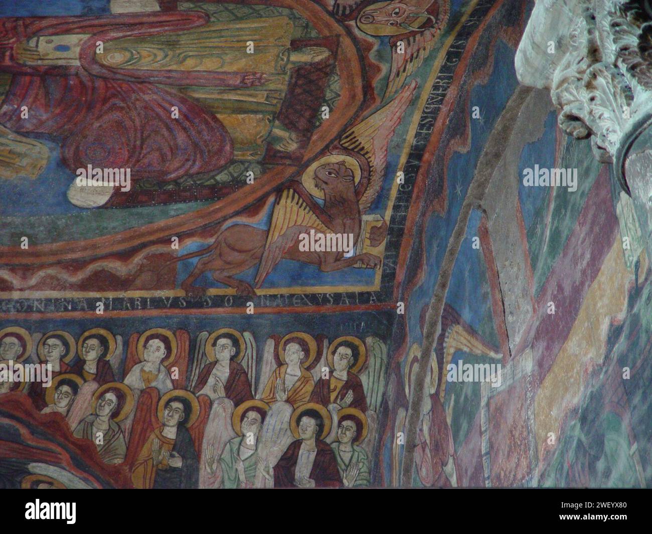 Angel Lion, Murals and interior of Saint-Julien in Brioude, France ...
