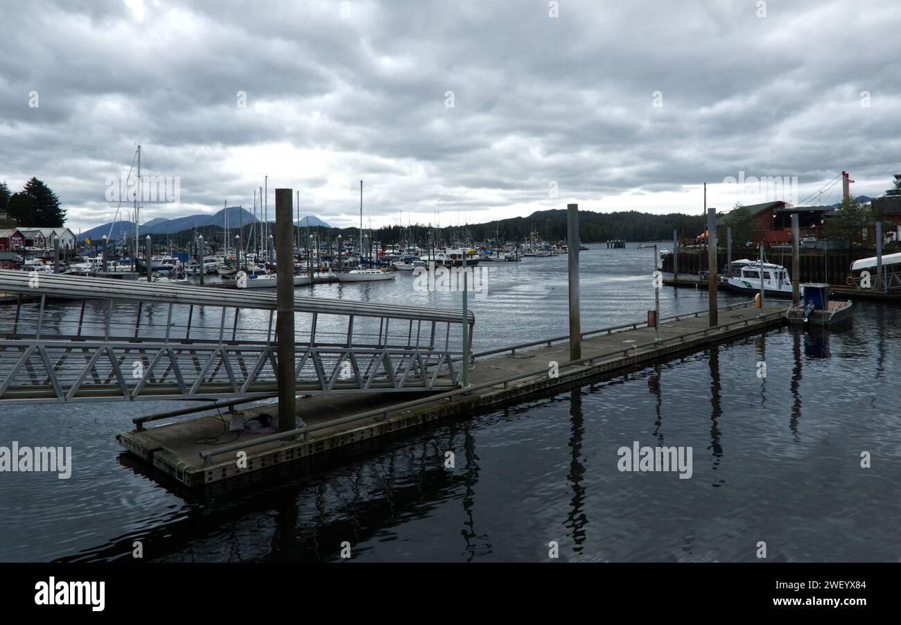 Ketchikan Alaska Harbor with small boats and pier Stock Photo - Alamy