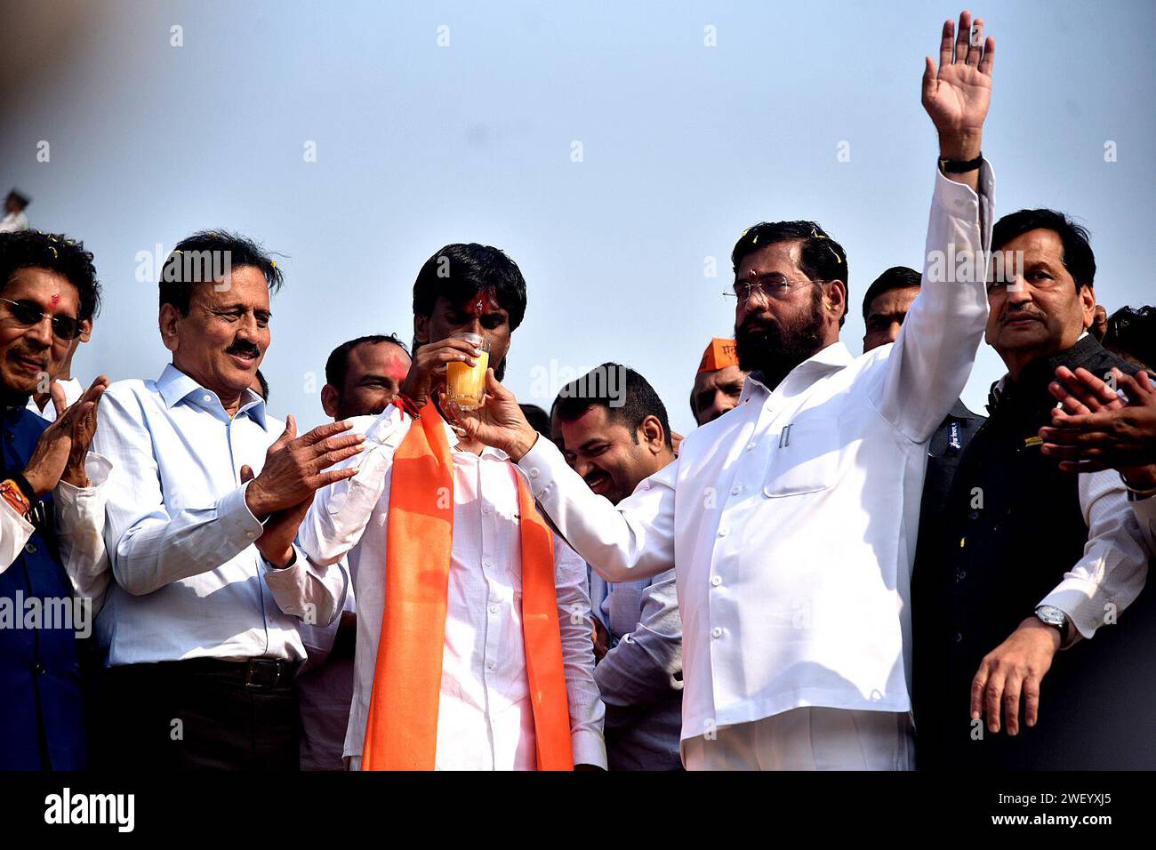 Mumbai, India. 27th Jan, 2024. NAVI MUMBAI, INDIA - JANUARY 27: Maratha Quota activist Manoj ...