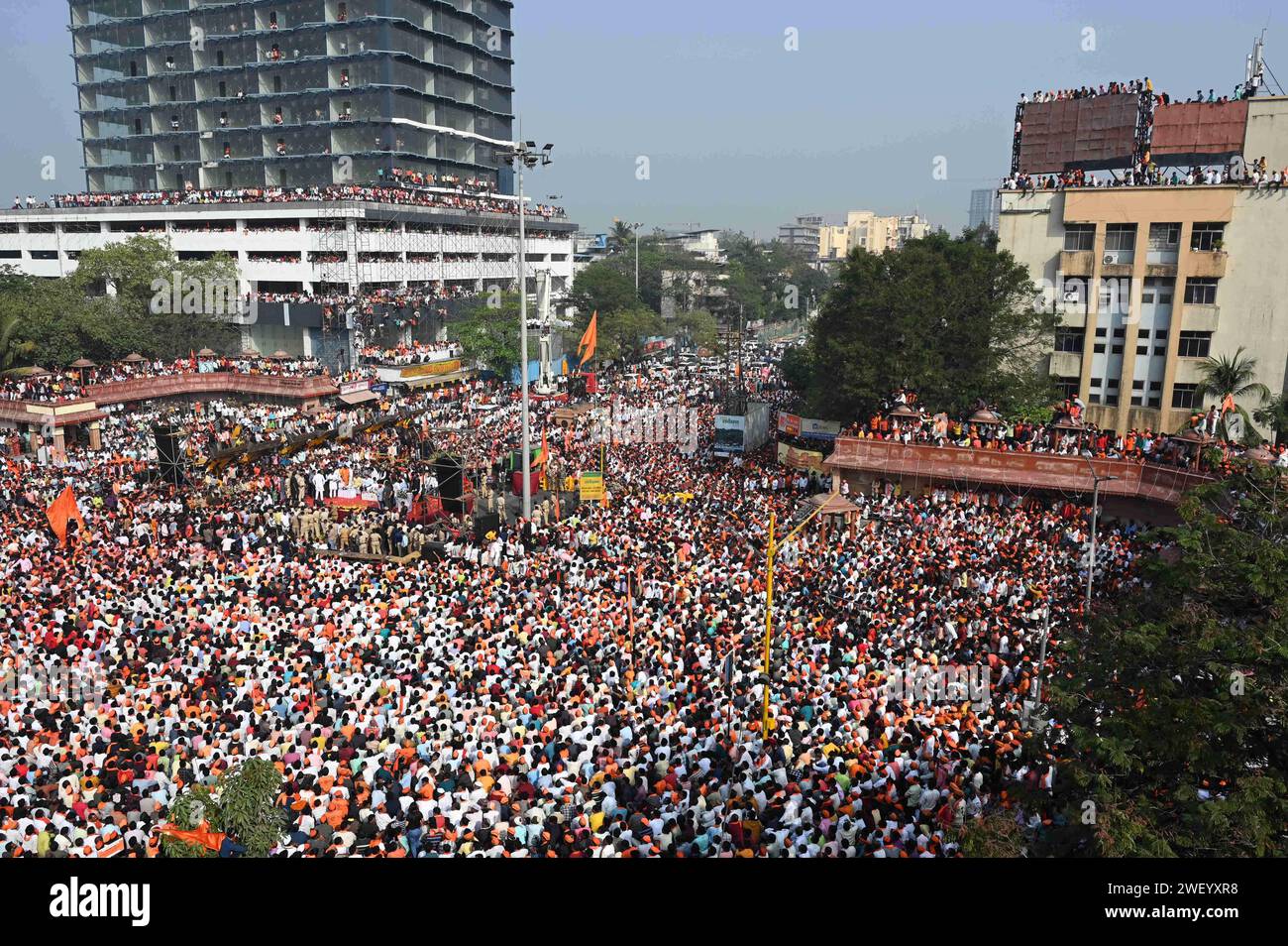 NAVI MUMBAI, INDIA - JANUARY 27: Huge Crowd gather at Chhatrapati ...