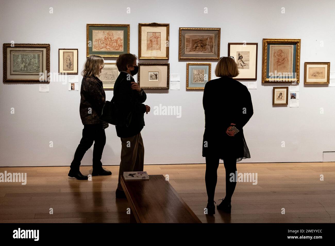 Visitors seen in drawing gallery during press preview ahead of auction ...
