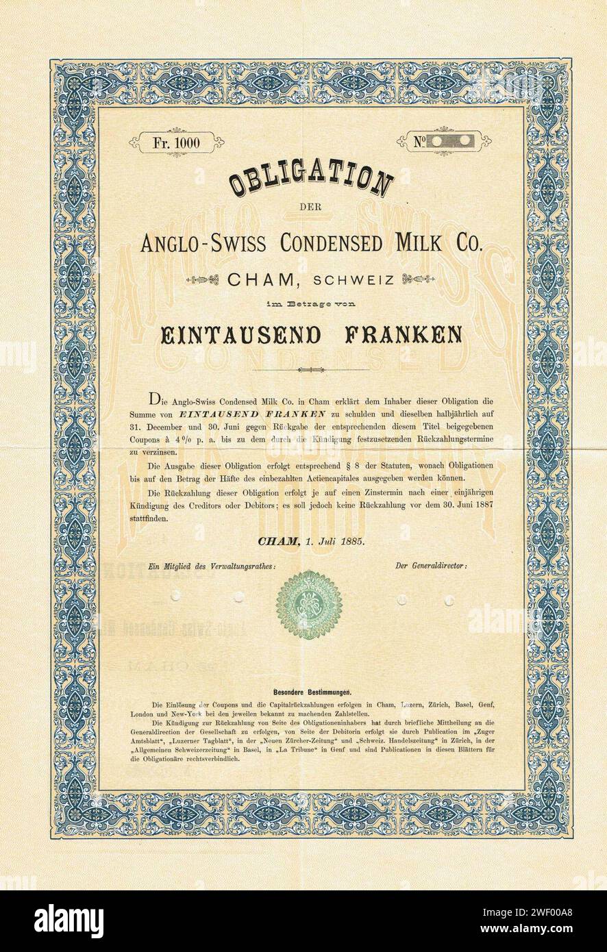 Anglo-Swiss Condensed Milk Co. 1885 Stock Photo - Alamy