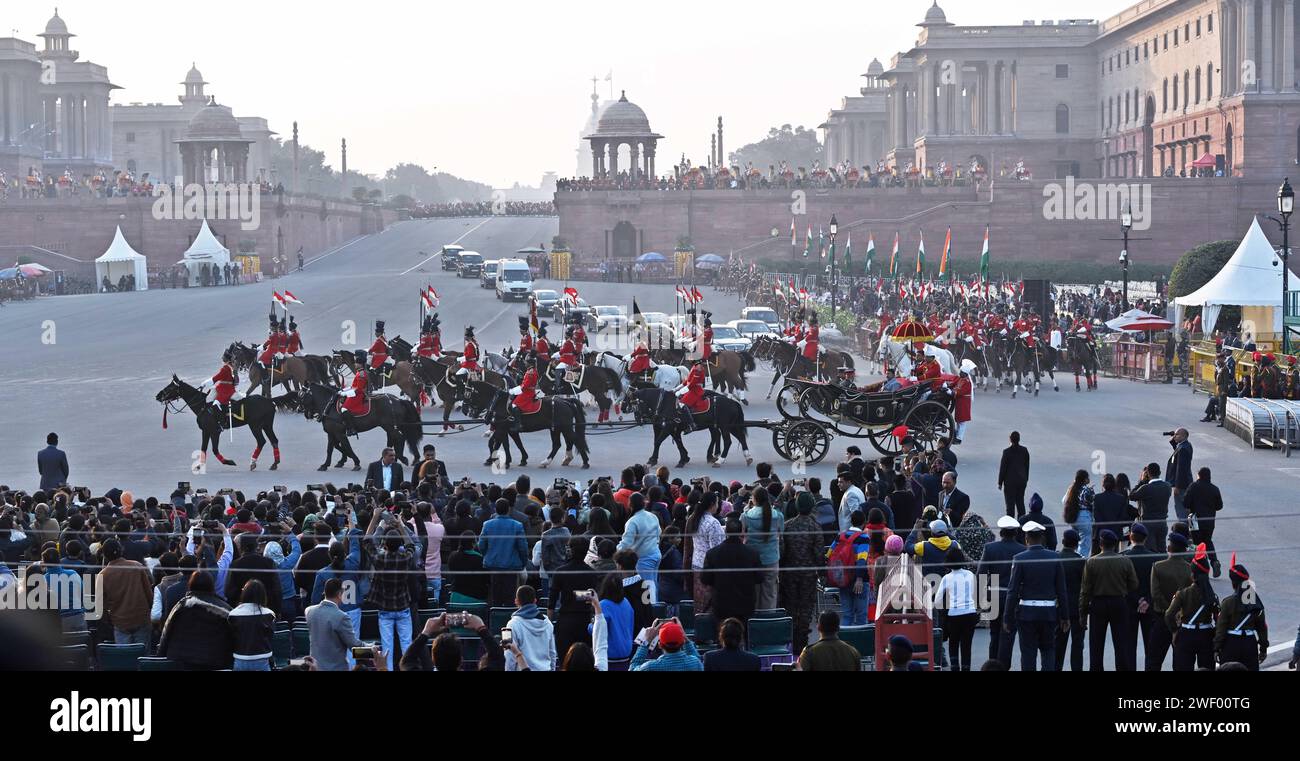 New Delhi, India. 27th Jan, 2024. NEW DELHI, INDIA - JANUARY 27: Convoy ...