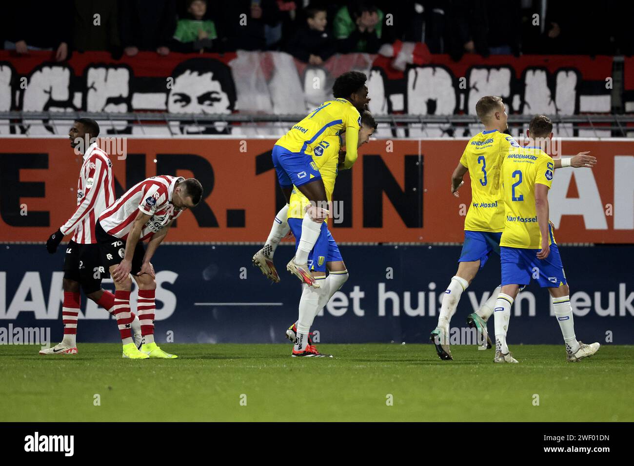 WAALWIJK - RKC Waalwijk players celebrate the 1-0 during the Dutch ...