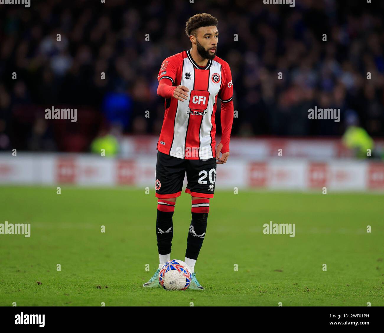 Jayden Bogle of Sheffield United in action during the Emirates FA Cup ...