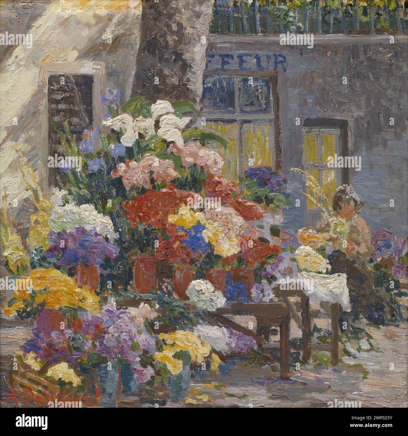 Anna De Weert - Flower Market at Menton (Côte d’Azur) - 1950-BC Stock ...