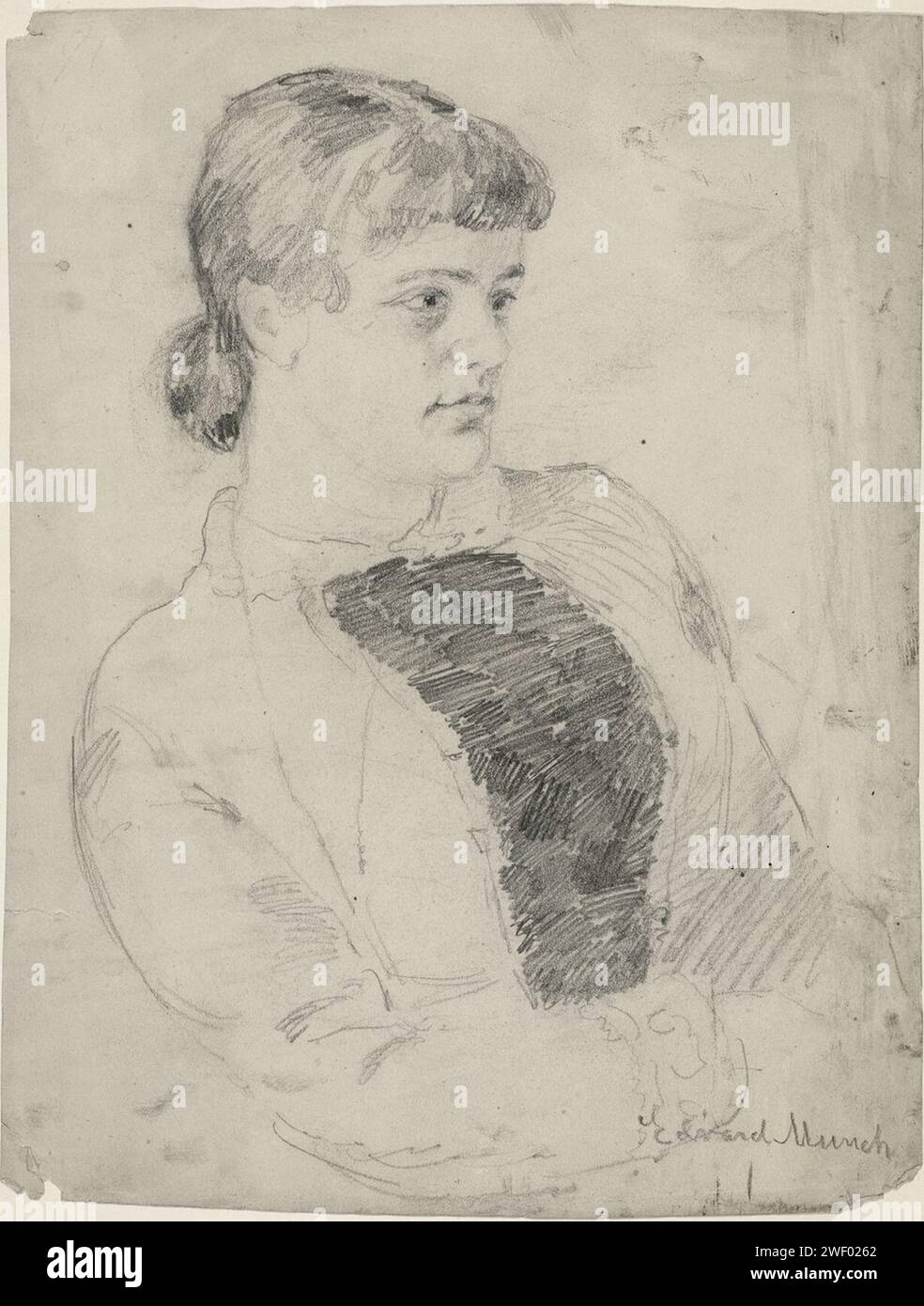 Anna Dahl (later Munch) - pencil sketch by Edvard Munch 1882 Stock ...