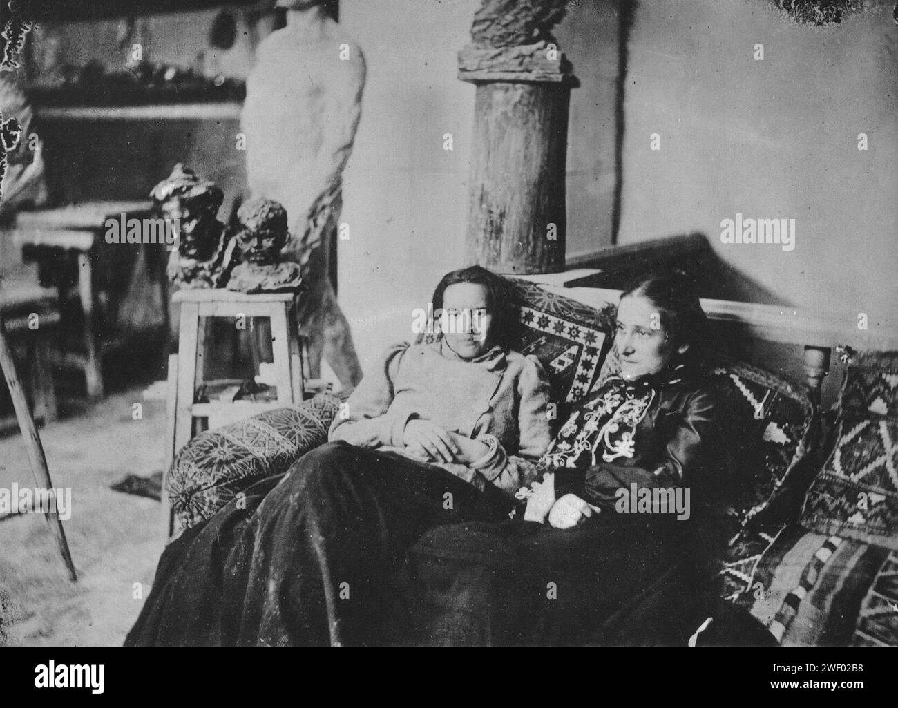 Anna Golubkina and Yelena Shishkina-Golinevich in the artist-s studio ...