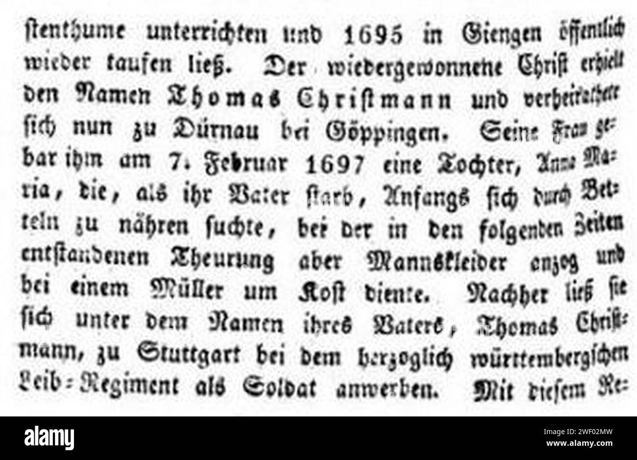 Anna Maria Christmann. Lebensgeschichte (Teil Stock Photo - Alamy