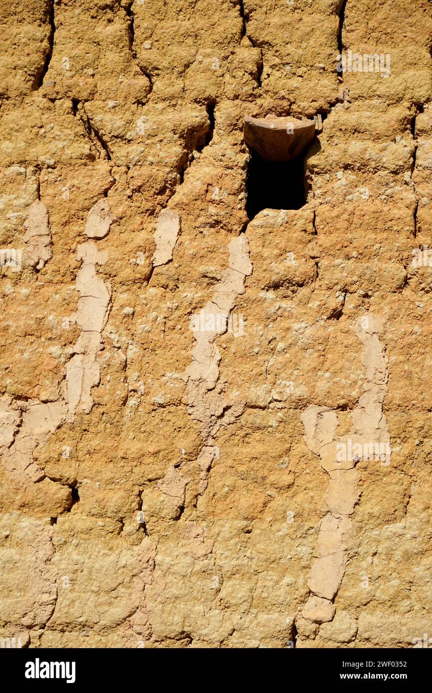 Vernacular Hakka tulou in Fujian, China: Wall of rammed earth marked by ...